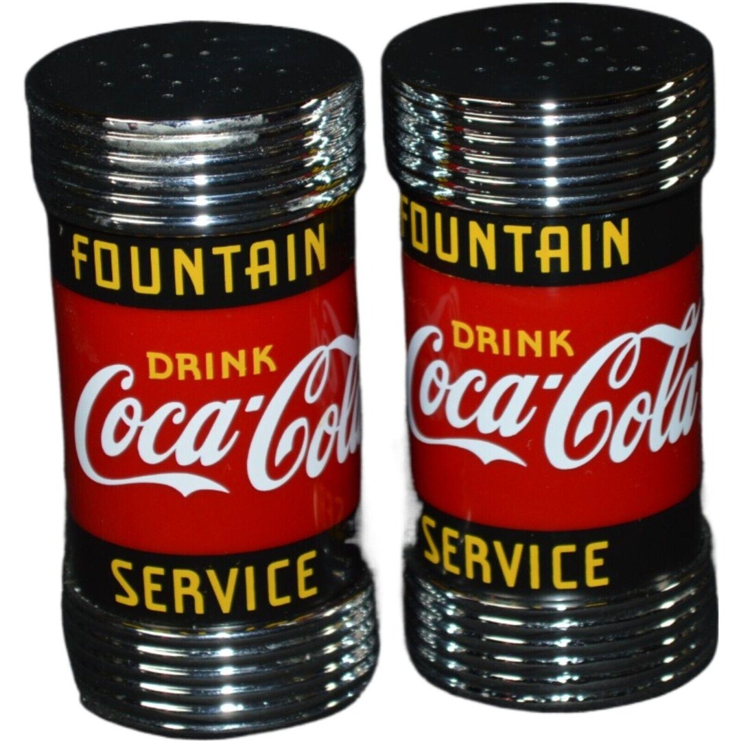 Vintage 1997 Coca-cola Fountain Service Salt & Pepper Shaker Set - Etsy