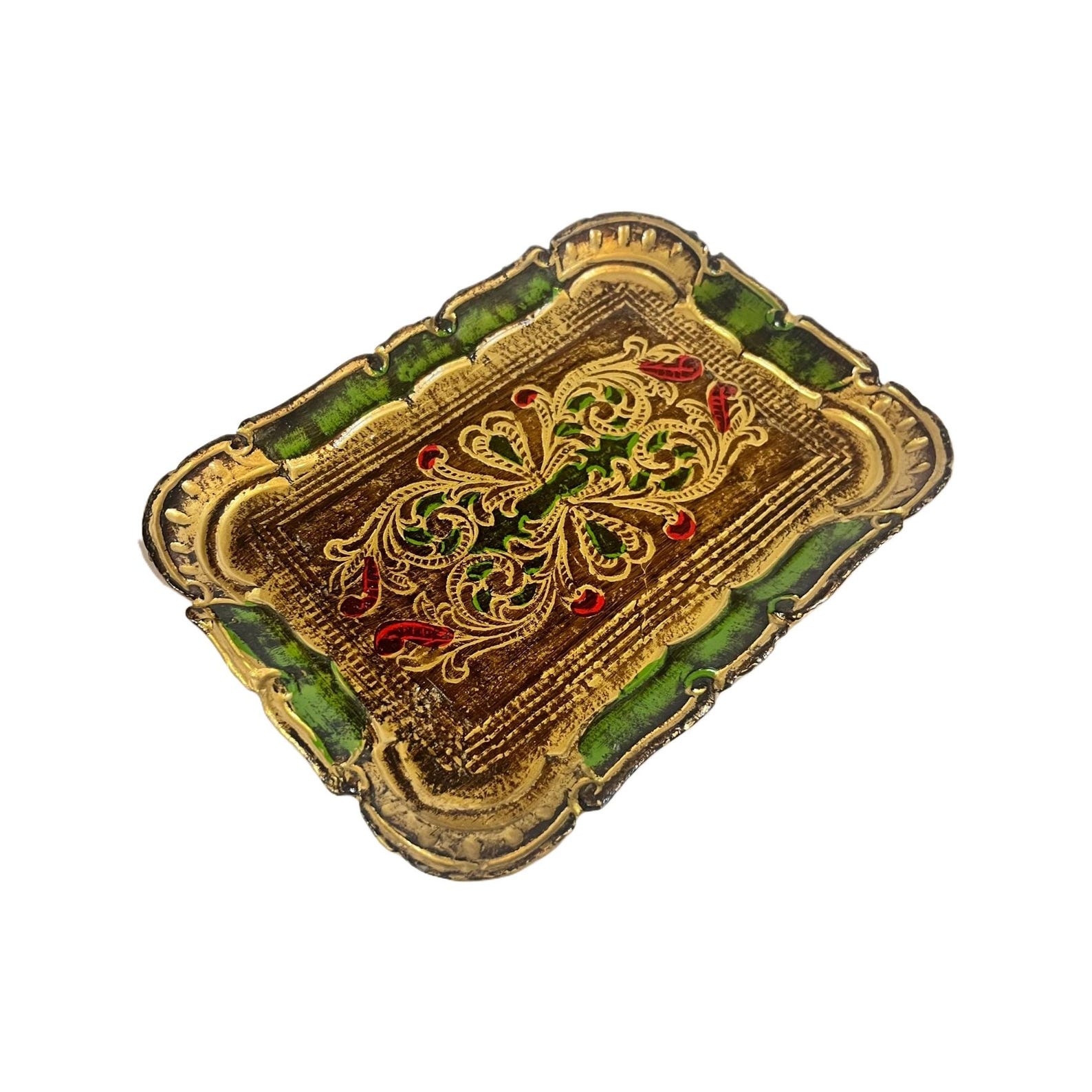 Vintage Italian Florentine Gilt Wooden Tray, Hand-painted, Lily Silver ...