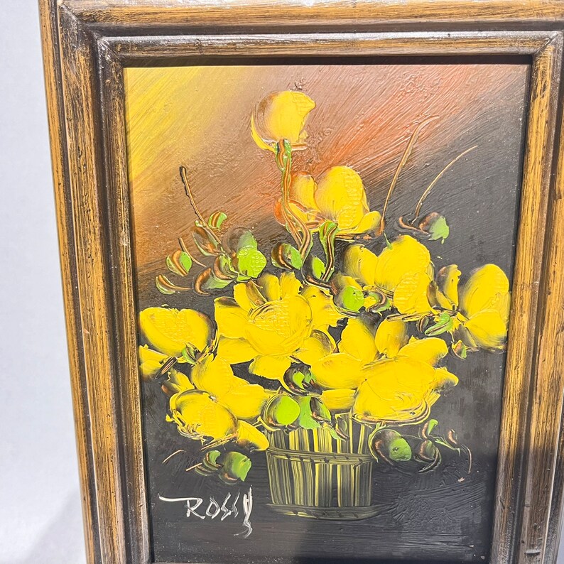 Mid-century Floral Still Life Paintings by Rossy Vintage Rossy Floral ...