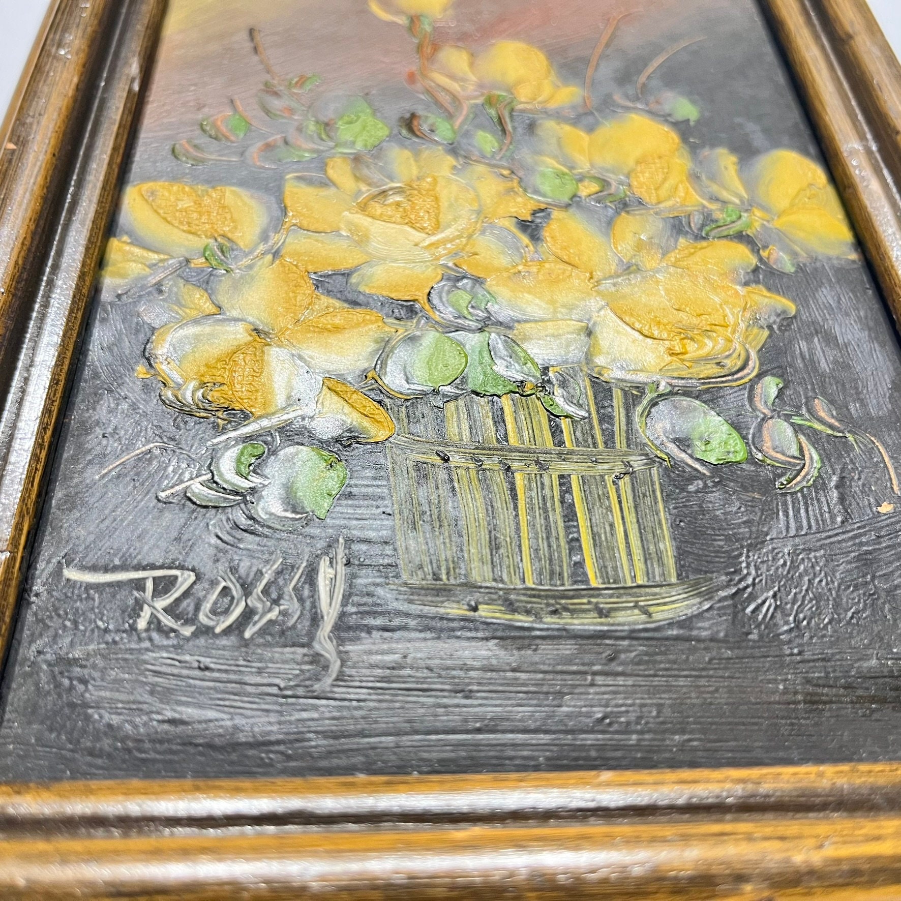 Mid-century Floral Still Life Paintings by Rossy Vintage Rossy Floral ...