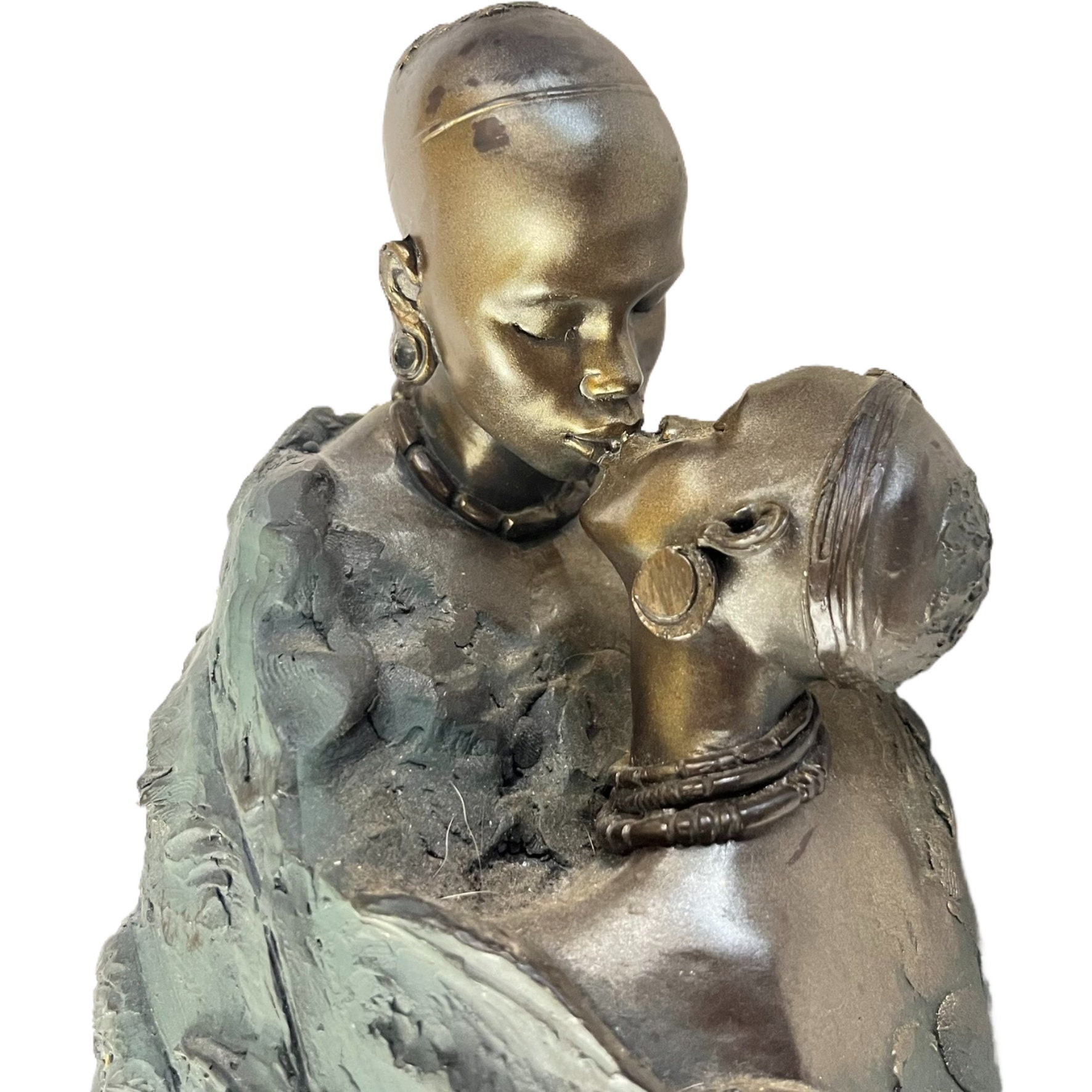 Embracing Couple Sculpture Modern Art Figurine 12.25 Inch Ceramic ...