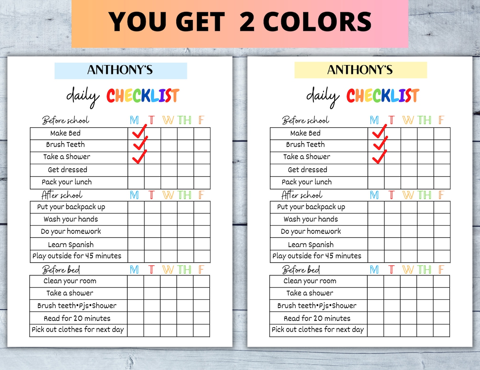 EDITABLE & PRINTABLE DAILY Checklist for Kids, Chore Chart for Kids ...