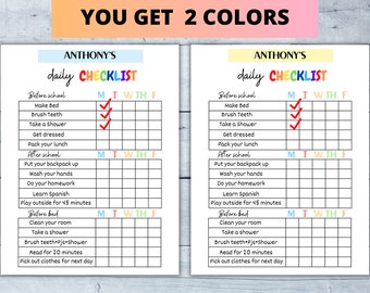 EDITABLE & PRINTABLE DAILY Checklist for Kids, Chore Chart for Kids ...