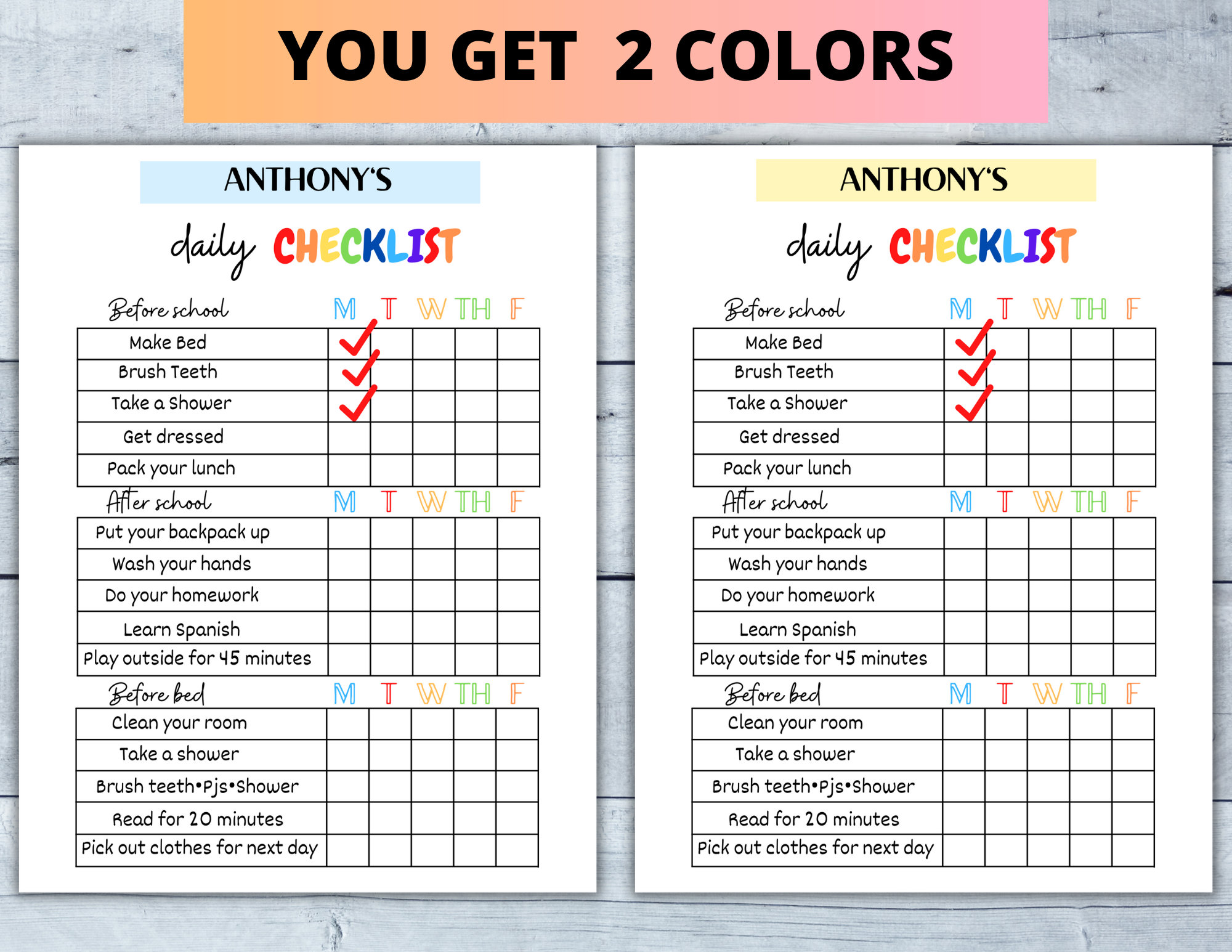 EDITABLE & PRINTABLE DAILY Checklist for Kids, Chore Chart for Kids ...