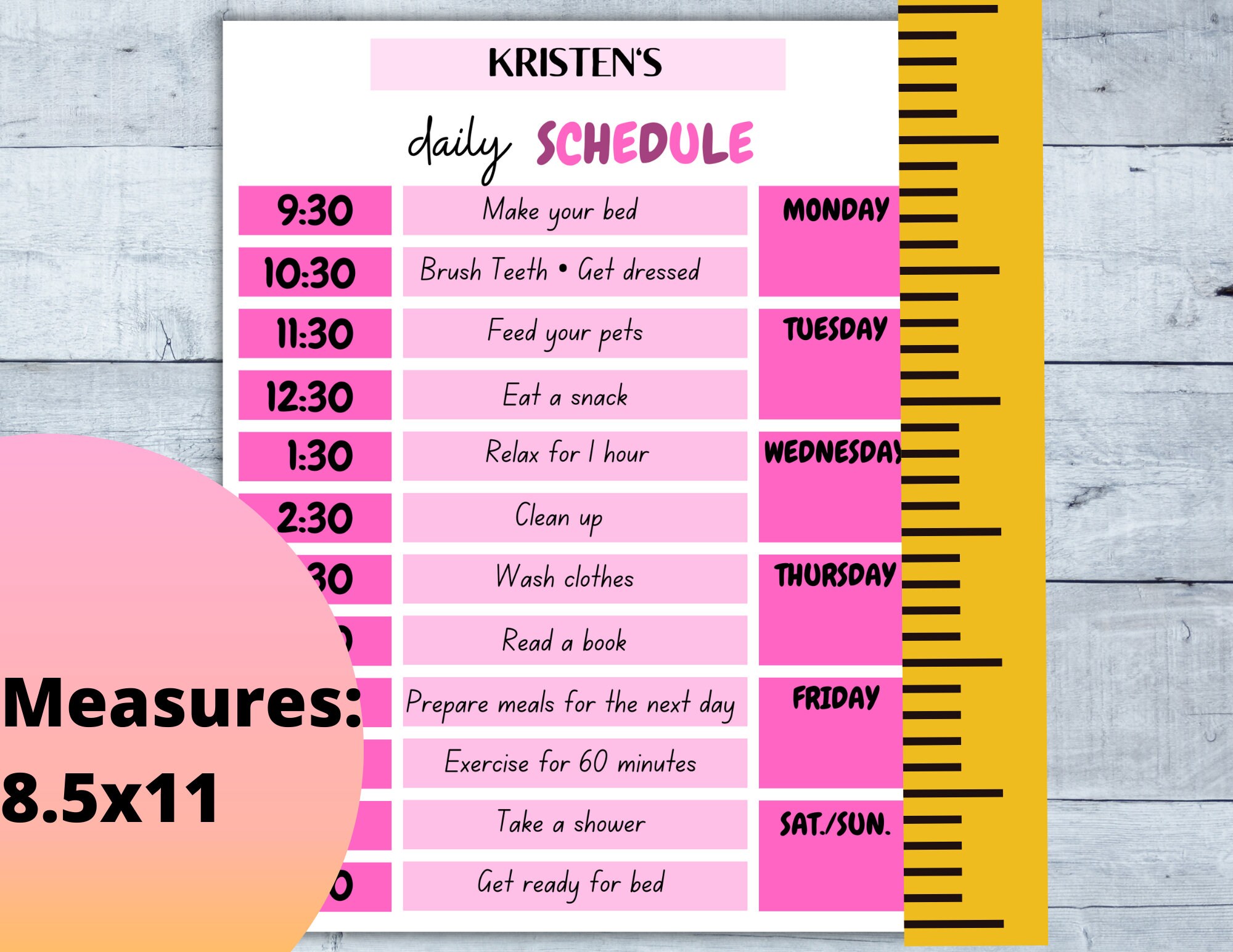 3 COLORS BUNDLE Daily Schedule Template Editable PDF , Chore Chart ...