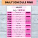 PINK DAILY SCHEDULE, Editable, Pdf, Printable, Chore Chart, Schedule ...