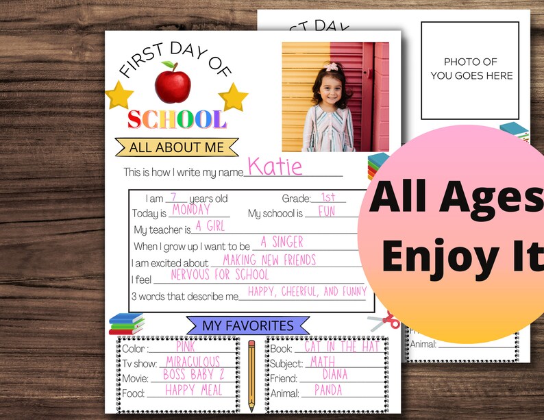 Back to School Kids Printable, 1st Day of School Printable, Back to ...