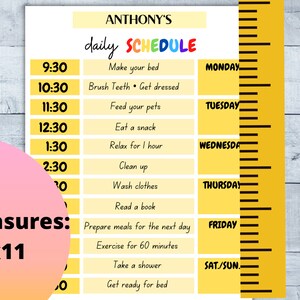 YELLOW DAILY SCHEDULE, Editable, Pdf, Printable, Chore Chart, Schedule ...