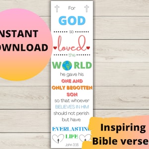 John 3:16 CHRISTIAN PRINTABLE BOOKMARK, Bookmarks for Kids, Religious ...