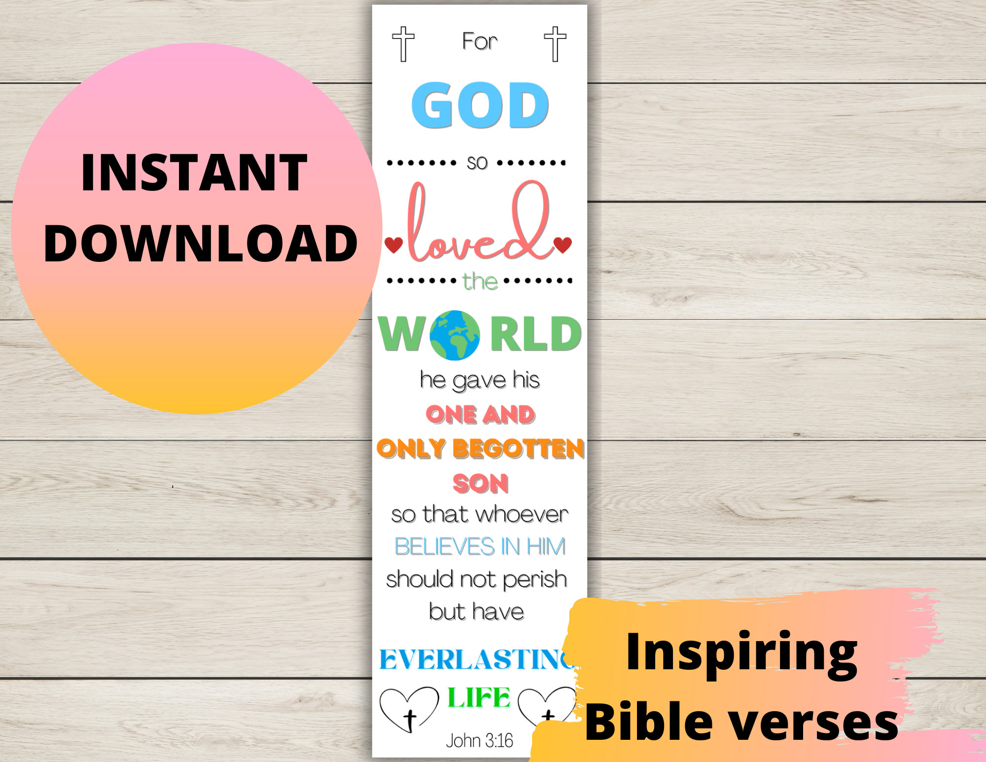 John 3:16 CHRISTIAN PRINTABLE BOOKMARK, Bookmarks for Kids, Religious ...