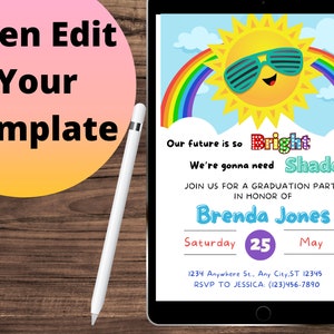 Our Future is so Bright Kindergarten Graduation Invitation, Preschool ...