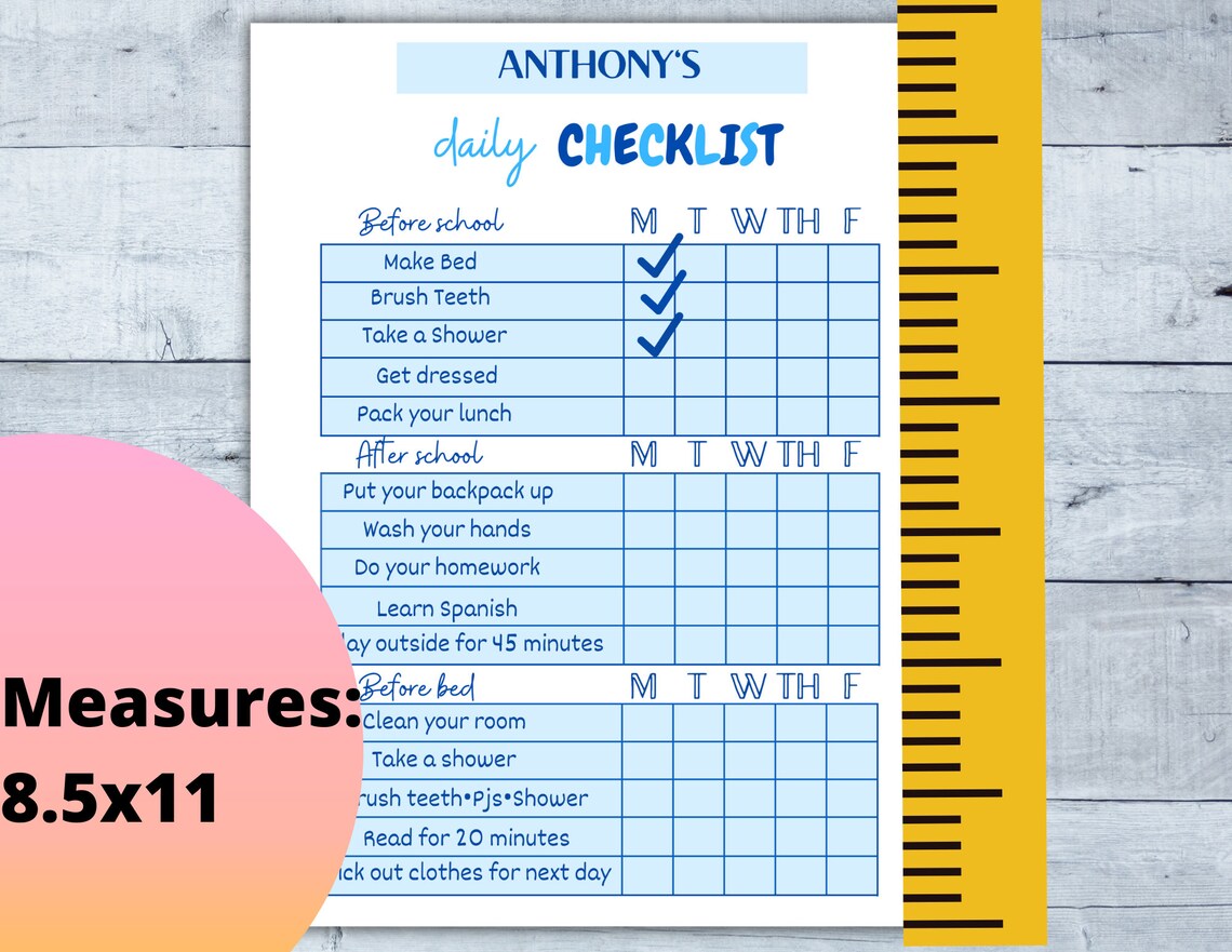 EDITABLE & PRINTABLE DAILY Checklist for Kids, Chore Chart for Kids ...