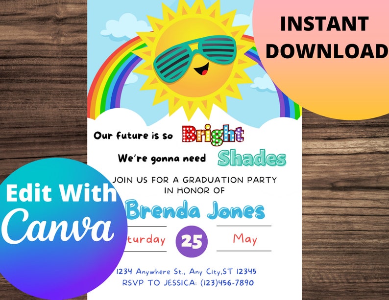 Our Future is so Bright Kindergarten Graduation Invitation, Preschool ...
