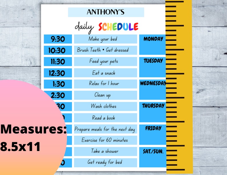 BLUE DAILY SCHEDULE, Editable, Pdf, Printable, Chore Chart, Schedule ...