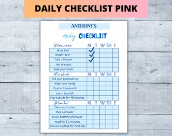 EDITABLE & PRINTABLE DAILY Checklist for Kids, Chore Chart for Kids ...