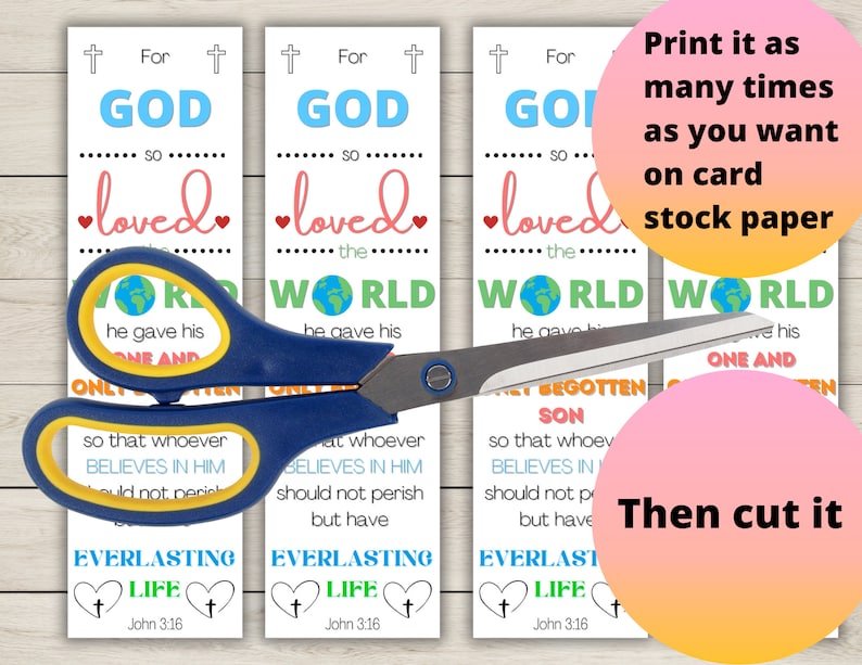 John 3:16 CHRISTIAN PRINTABLE BOOKMARK, Bookmarks for Kids, Religious ...