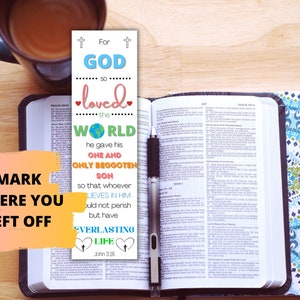 John 3:16 CHRISTIAN PRINTABLE BOOKMARK Bookmarks for Kids - Etsy