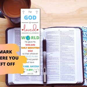 John 3:16 CHRISTIAN PRINTABLE BOOKMARK, Bookmarks for Kids, Religious ...