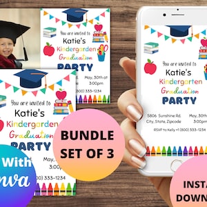 Kindergarten Graduation Invitation Bundle, Preschool Pre K Graduation ...