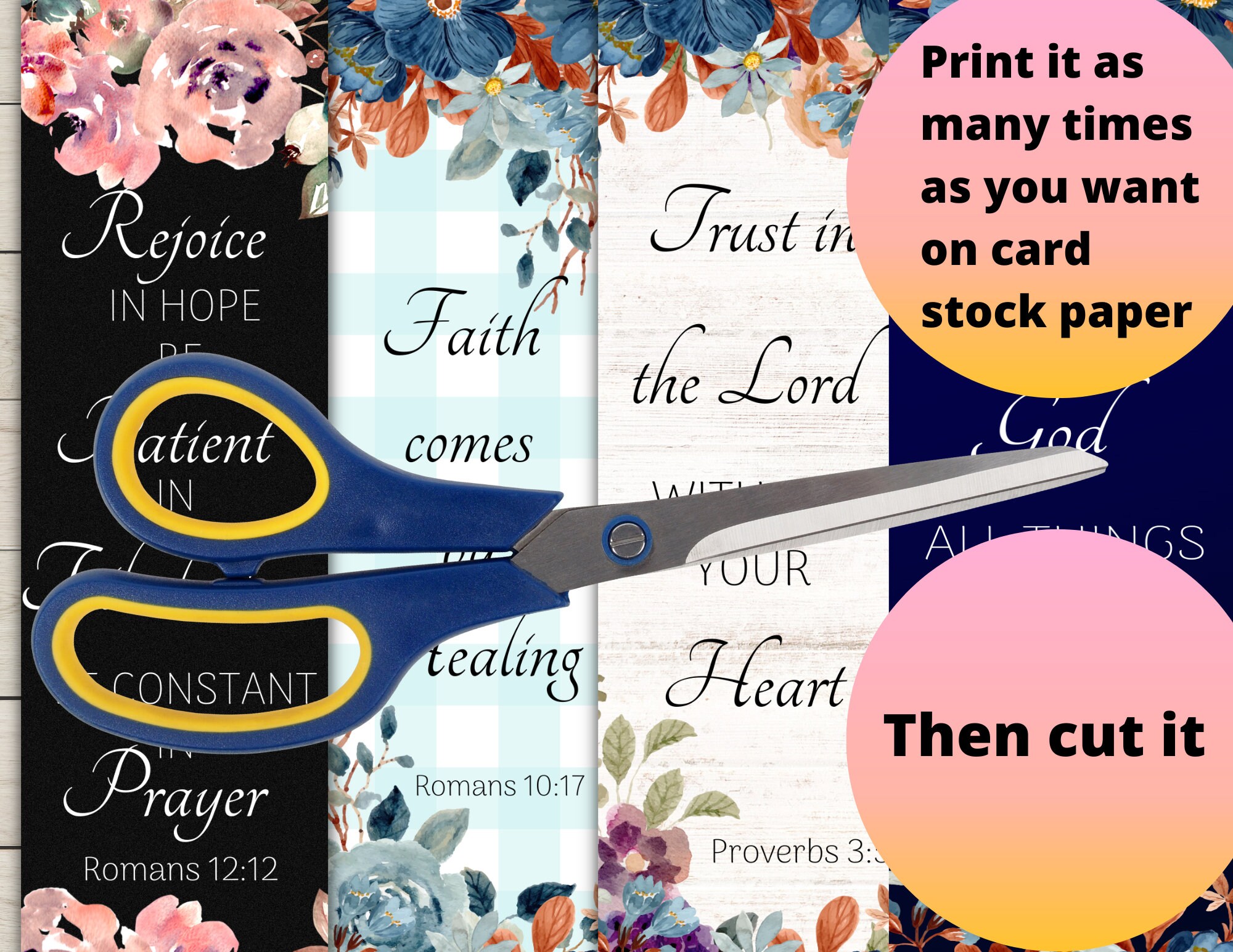 PRINTABLE CHRISTIAN BOOK Marks Set of 6, Instant Download Bookmarks ...