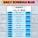 BLUE DAILY SCHEDULE, Editable, Pdf, Printable, Chore Chart, Schedule ...
