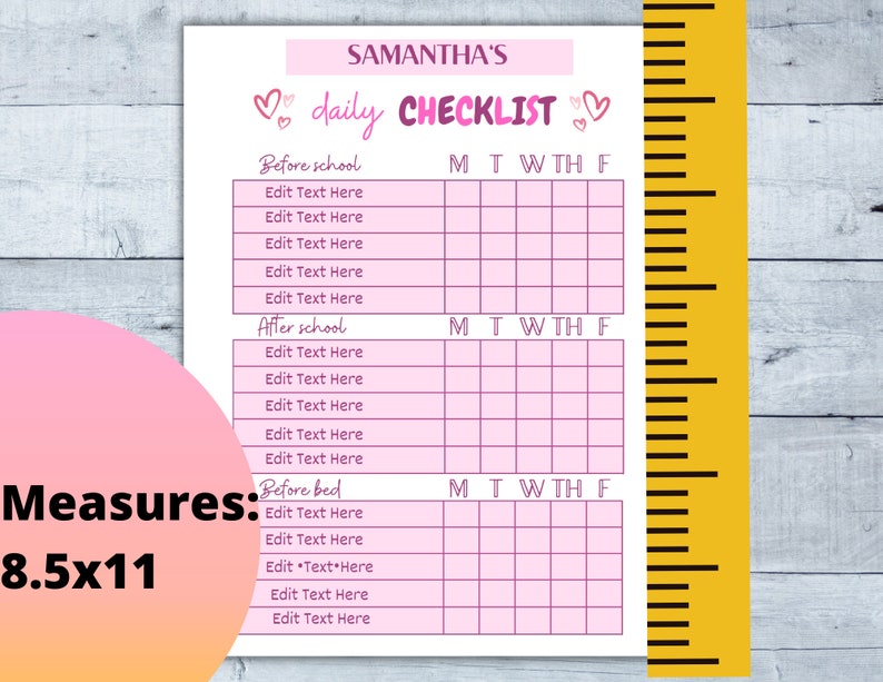 EDITABLE & PRINTABLE DAILY Checklist for Kids, Chore Chart for Kids ...