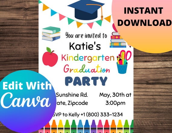 Kindergarten Graduation Invitation Preschool Pre K Graduation - Etsy