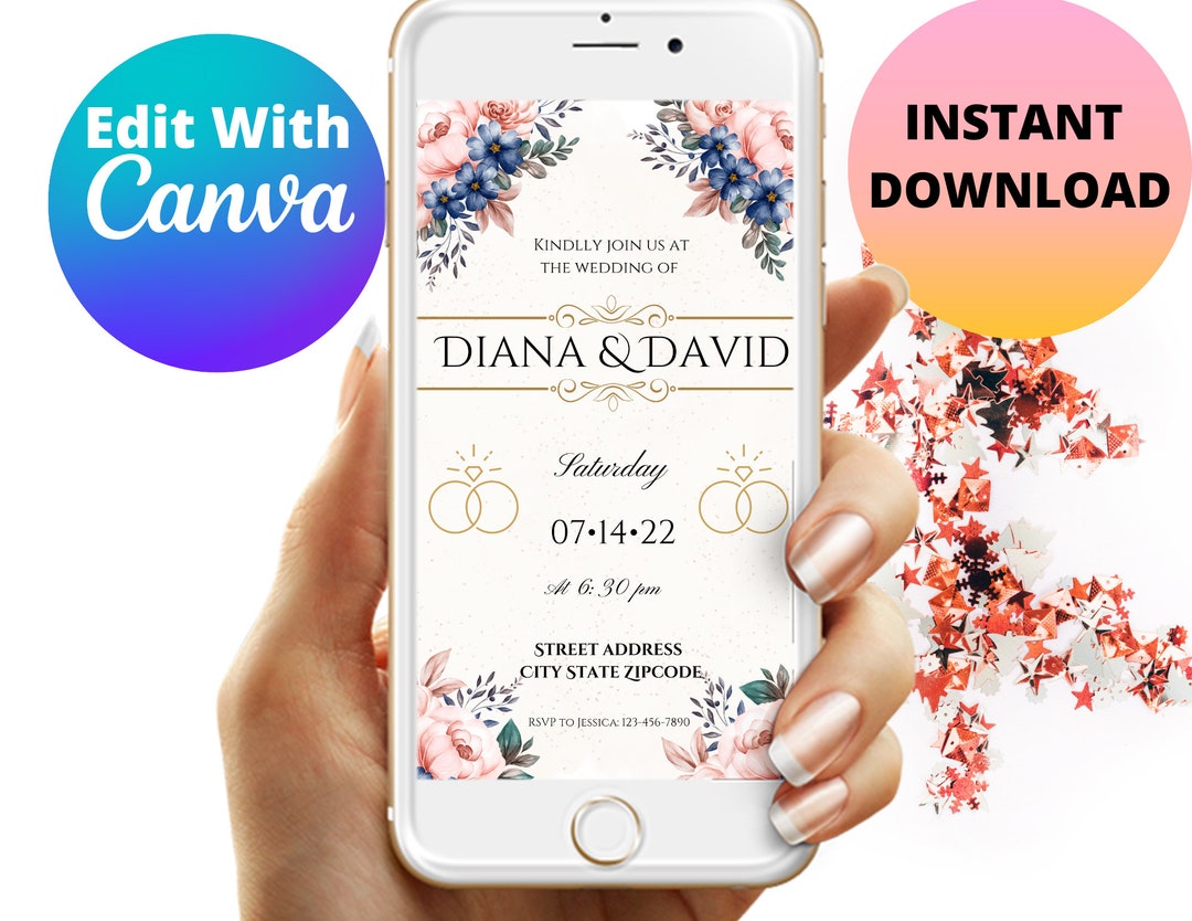 ELECTRONIC Invitation, WEDDING INVITATION, Digital Invitation, Evite ...