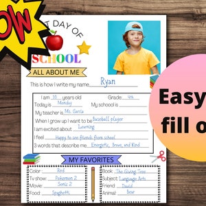 Back to School Kids Printable, 1st Day of School Printable, Back to ...