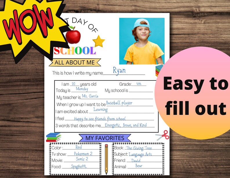 Back to School Kids Printable, 1st Day of School Printable, Back to ...