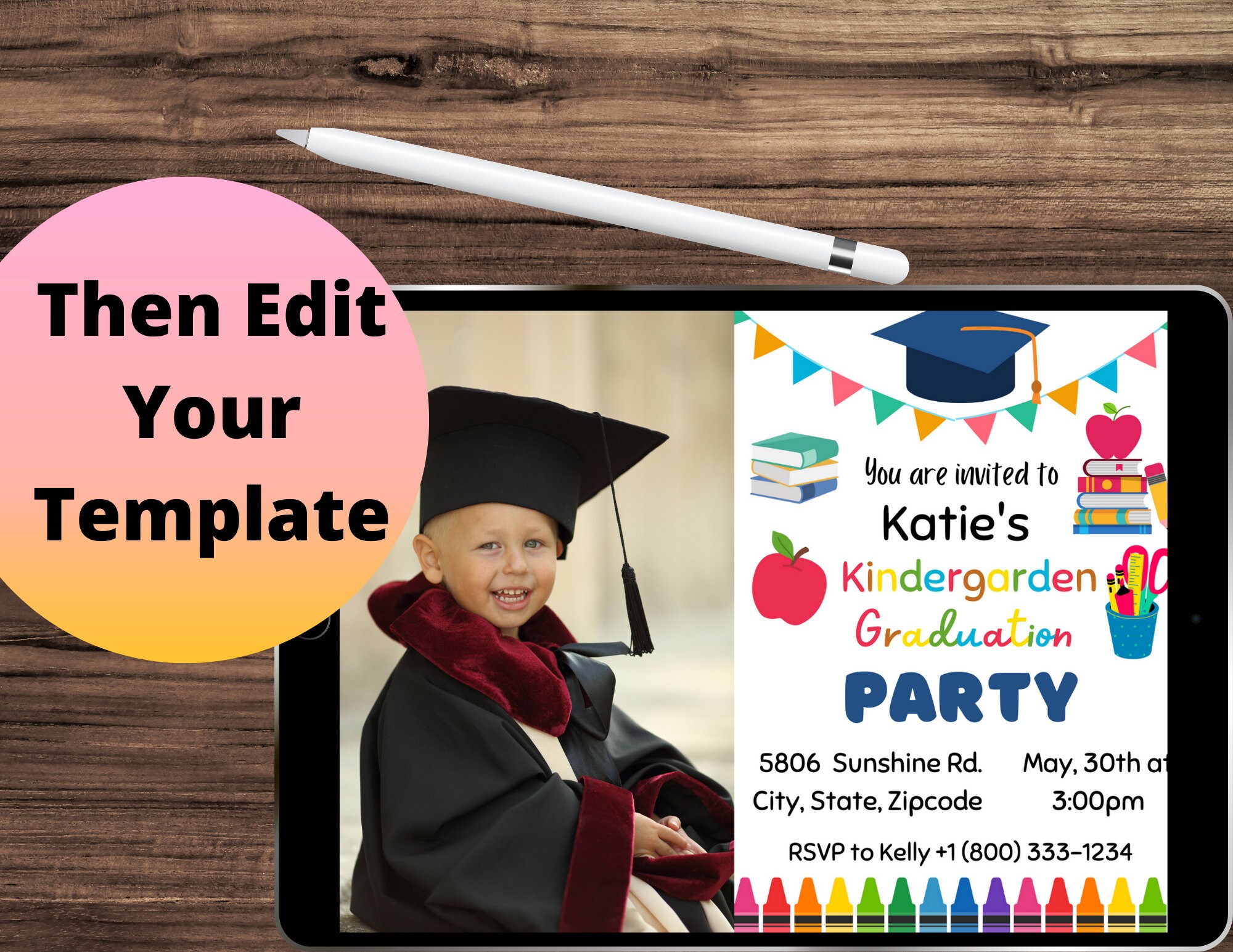 Kindergarten Graduation Invitation, Preschool Pre K Graduation Ceremony ...