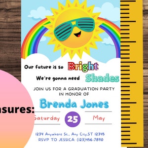 Our Future is so Bright Kindergarten Graduation Invitation, Preschool ...