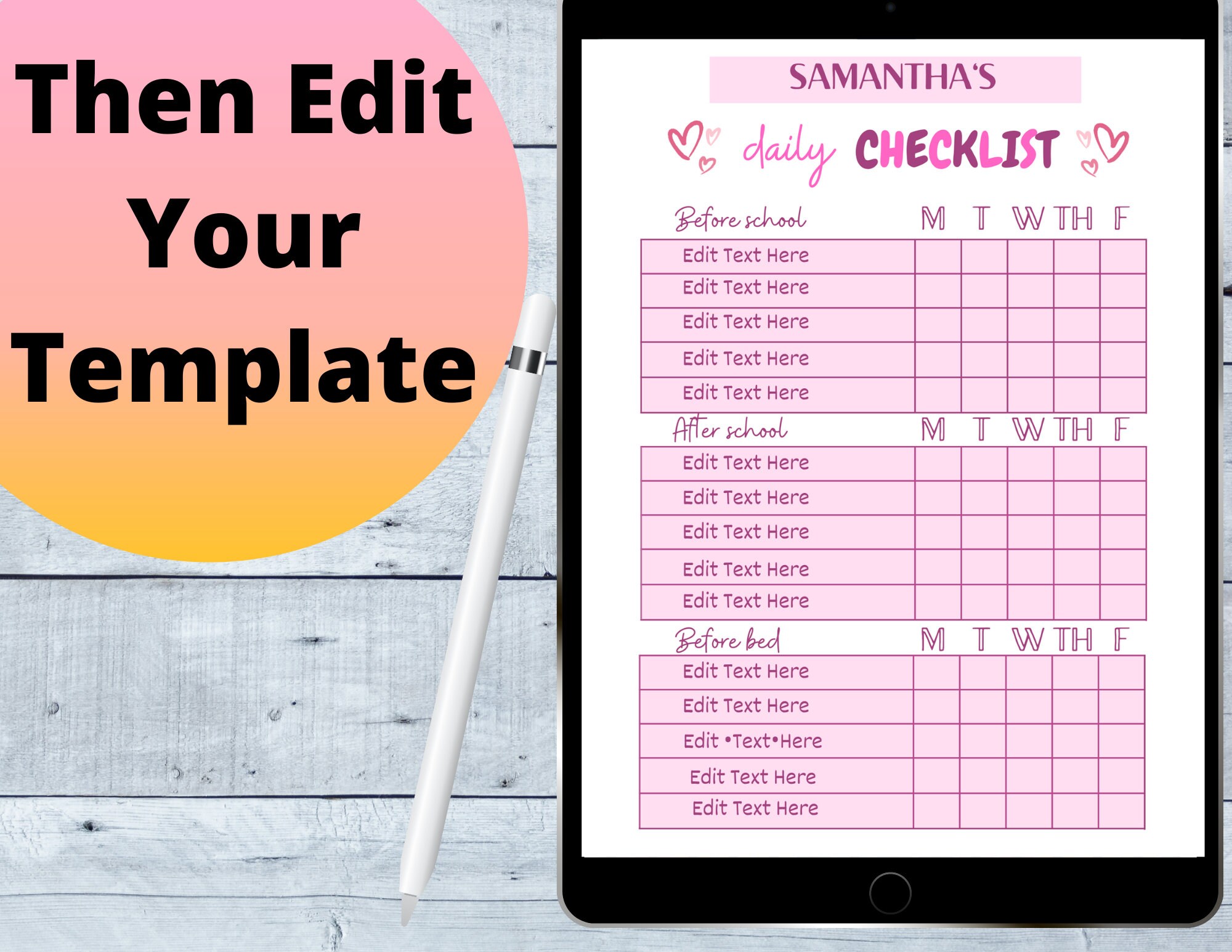 EDITABLE & PRINTABLE DAILY Checklist for Kids, Chore Chart for Kids ...