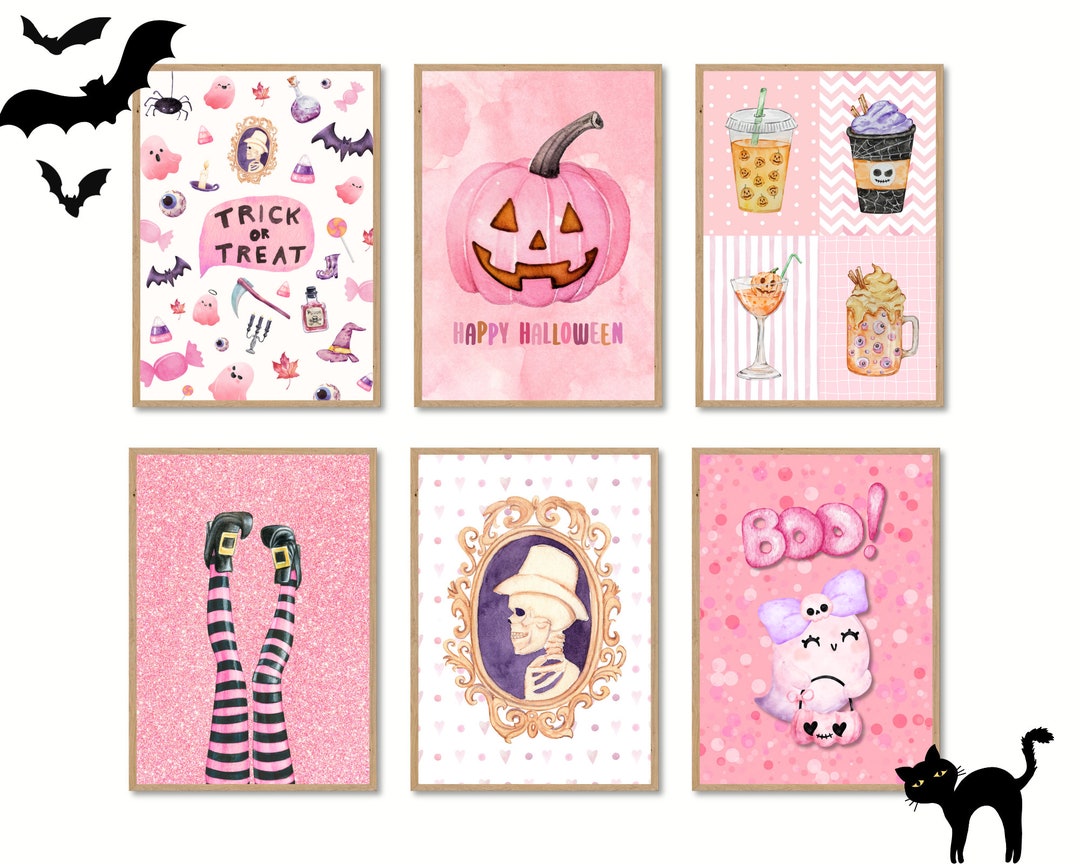 Pink Girly Fun Halloween Posters Bundle of 6 | DIGITAL PDF DOWNLOAD ...