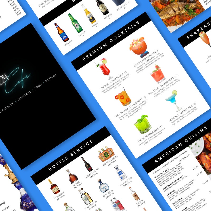 Bottles Restaurant Menu - Etsy