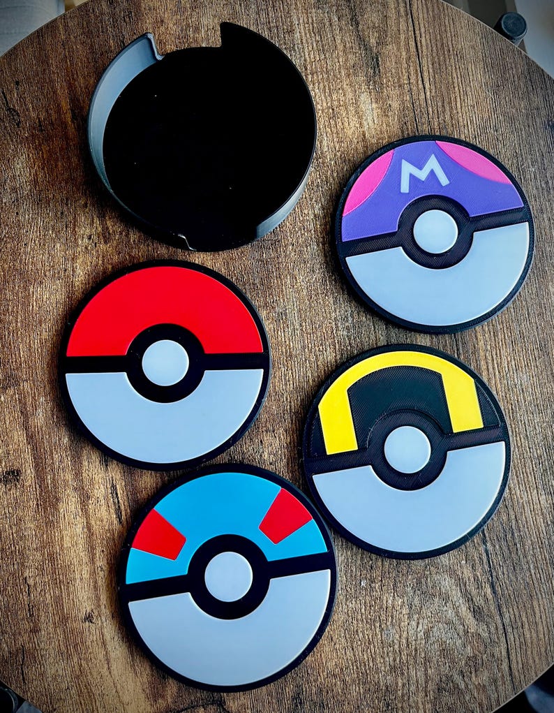 Pokeball Coaster Set - 3D Printed Collection - Etsy
