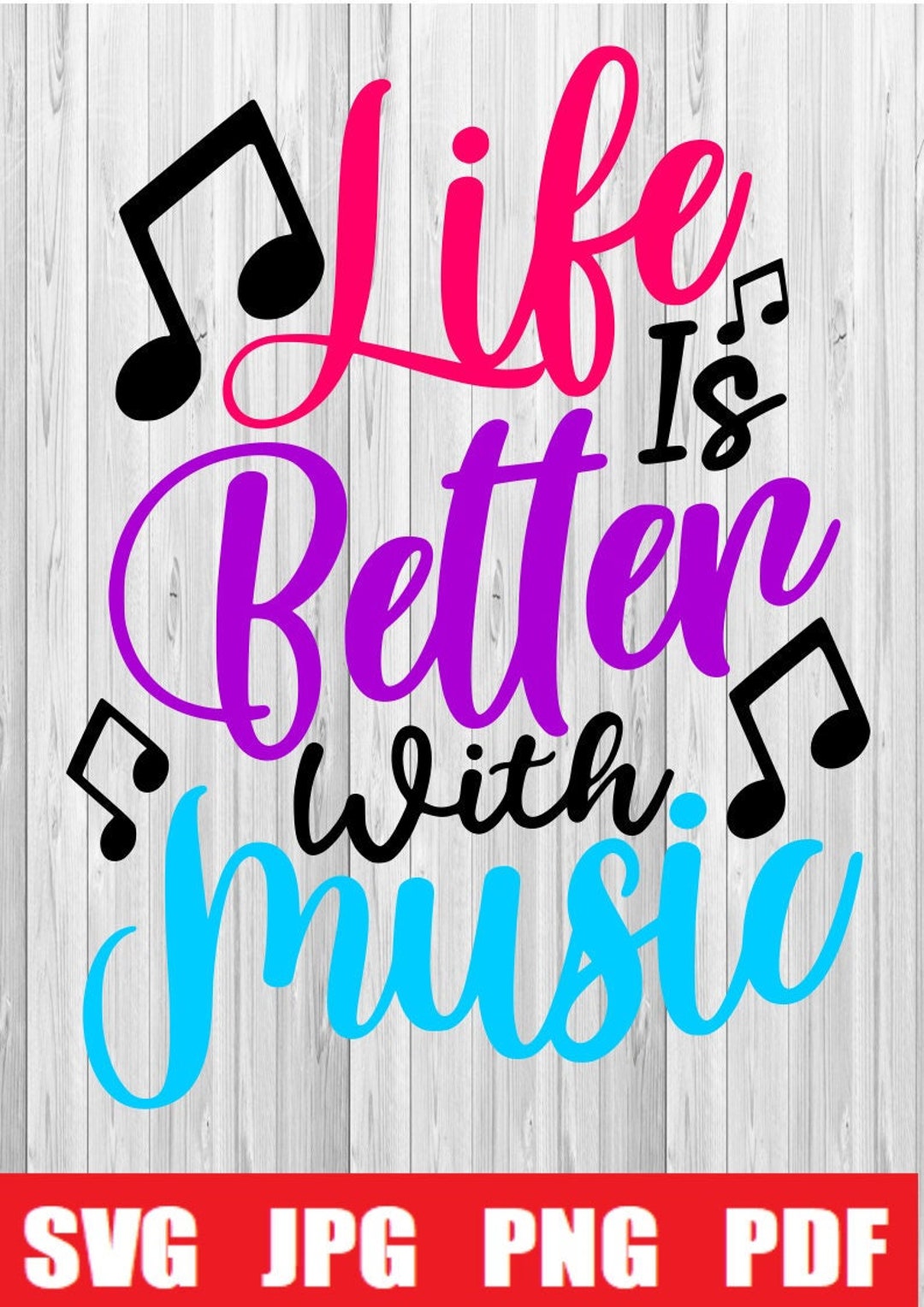 Life is Better With Music SVG, Cricut File - Etsy