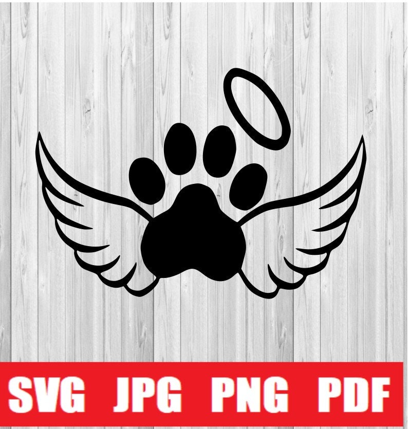 Angel Paw Print SVG Cricut File Silhouette File - Etsy