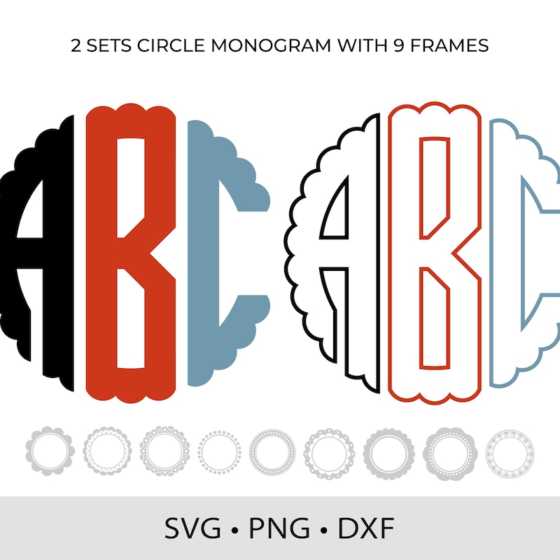 Circle Monogram Svg - Etsy