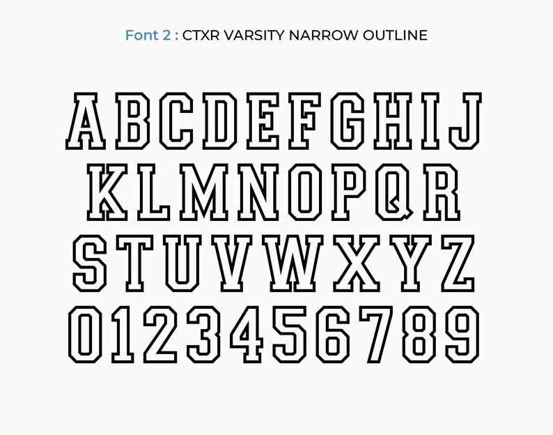 Varsity Narrow Fonts TTF, Outline Letters SVG (installable) - Etsy