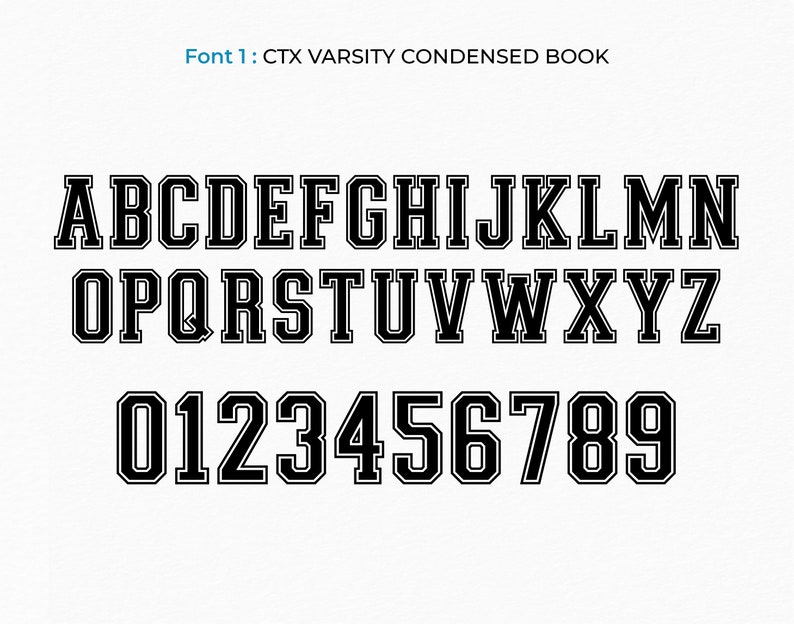 Varsity Font SVG TTF Condensed Book, College Font Svg Sports Font Svg ...