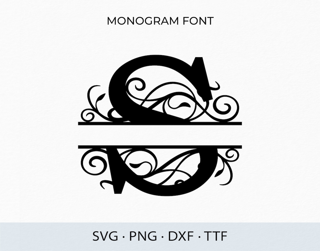 Split Monogram Svg Png Dxf, Monogram TTF Font, Alphabet Monogram Svg ...