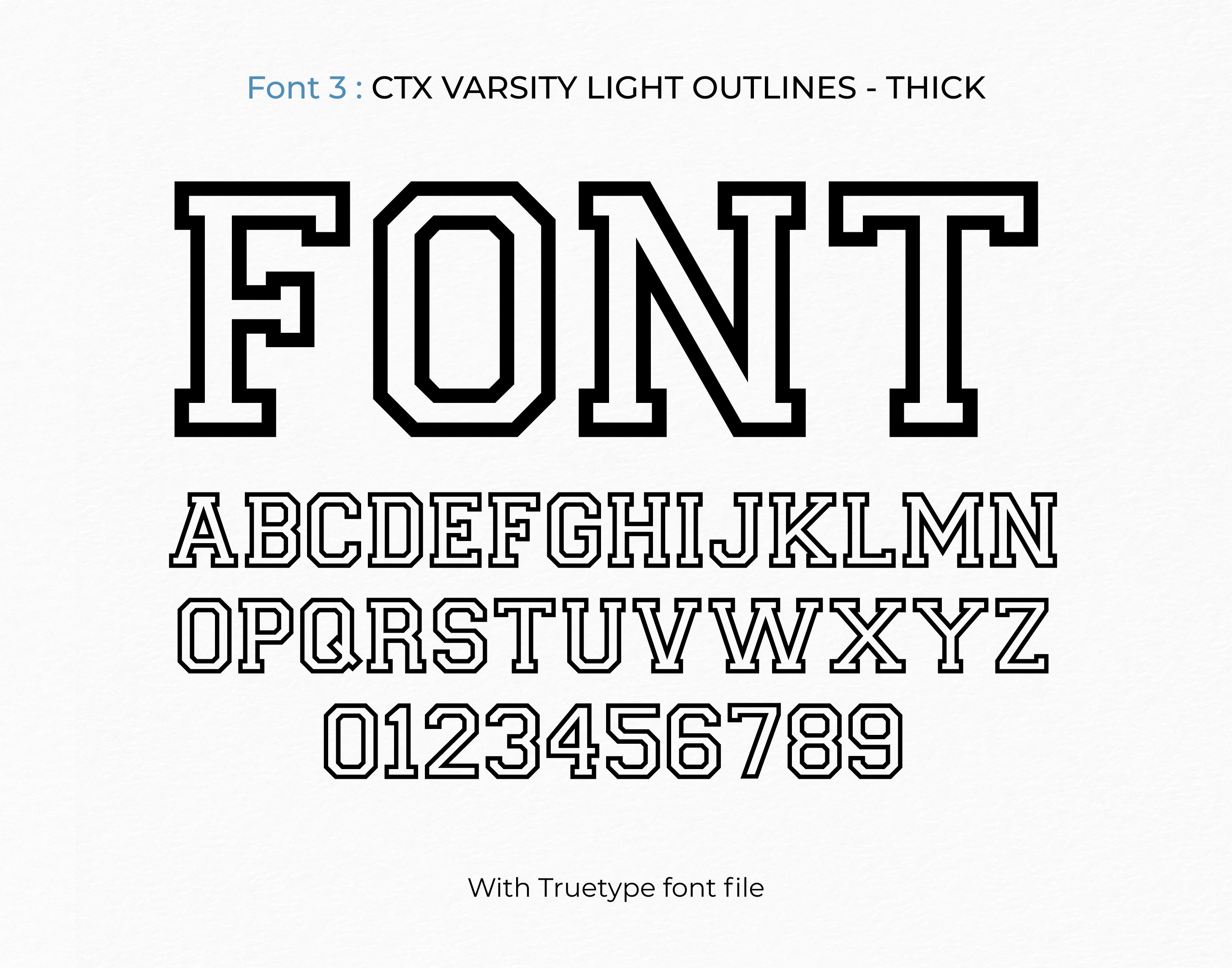 Varsity Light Outline Font, SVG PNG TTF, College Sports Font ...