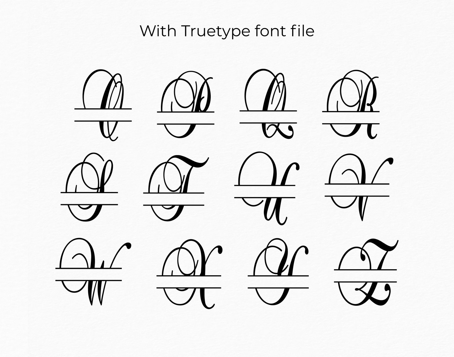 Split Monogram SVG PNG TTF Fancy Font Monogram Font Svg Monogram Name ...