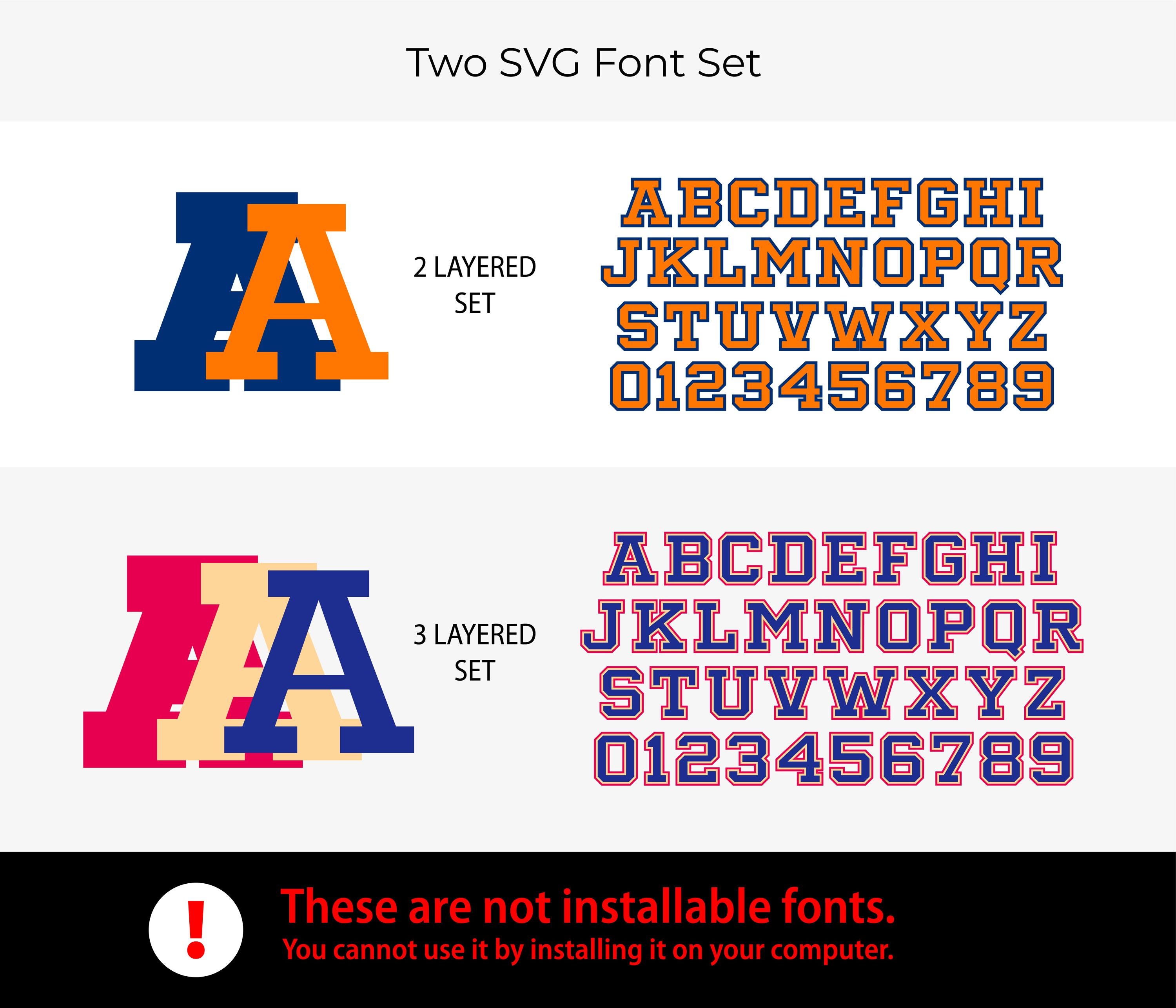 Jersey Layered SVG Fonts: College Alphabet Sports Letters (digital ...
