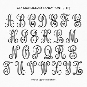 Fancy Monogram Font SVG TTF for Cricut Monogram Font Silhouette SVG ...