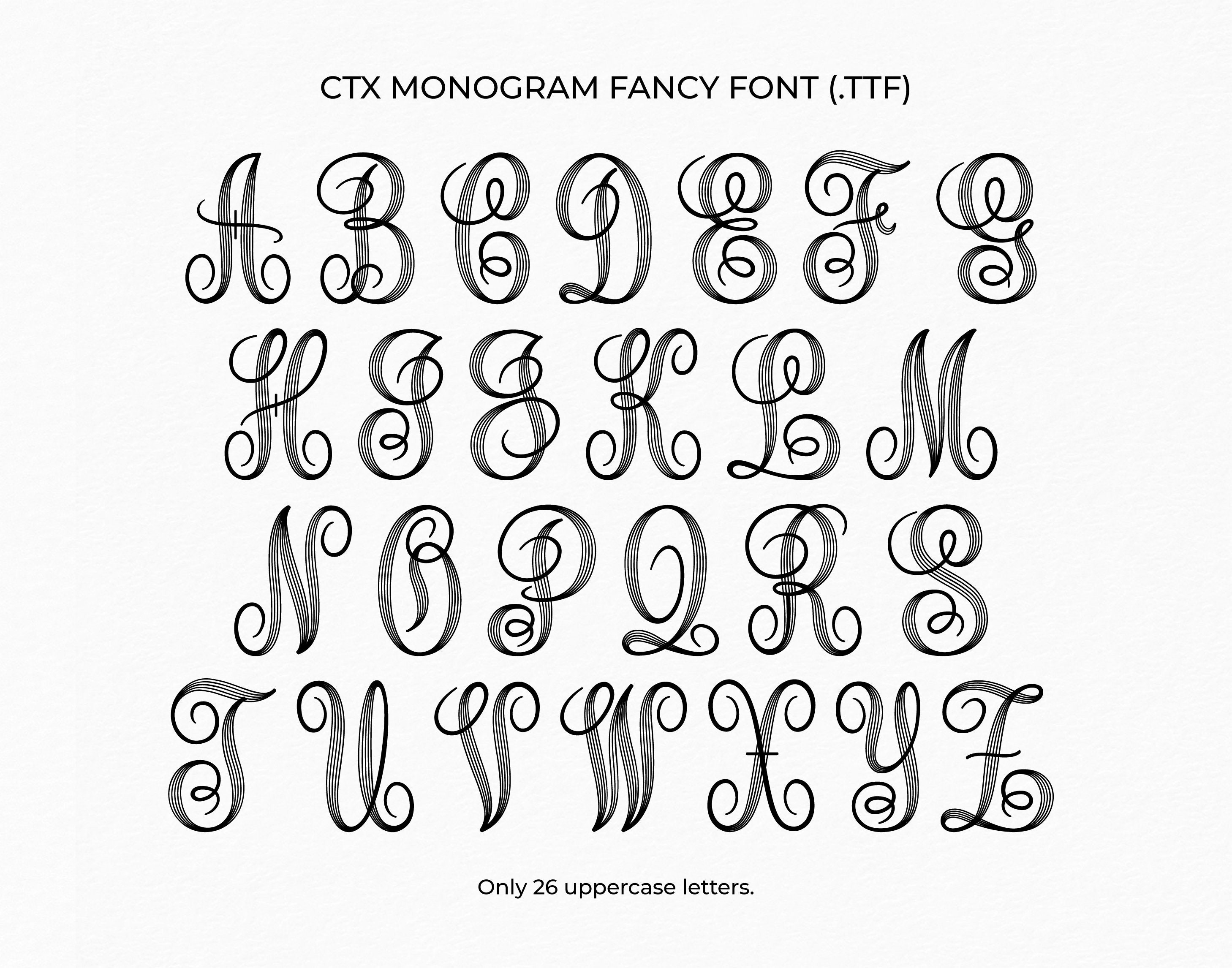 Fancy Monogram Font SVG TTF for Cricut Monogram Font Silhouette SVG ...