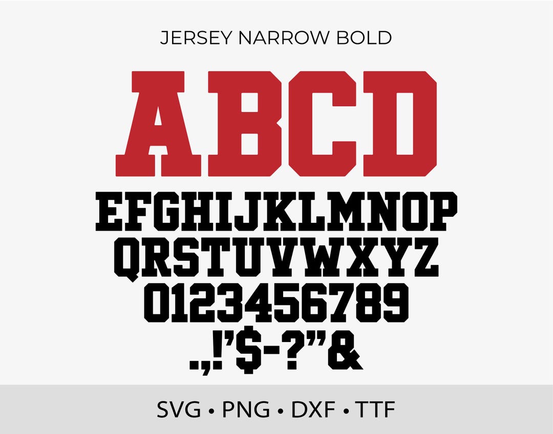Jersey Narrow Bold Font SVG TTF Sports Font, College Alphabet, Varsity ...