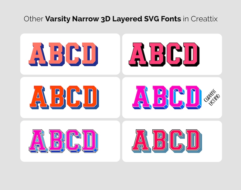 3D Layered Varsity Font, Shadow Letters (SVG TTF PNG) - Etsy
