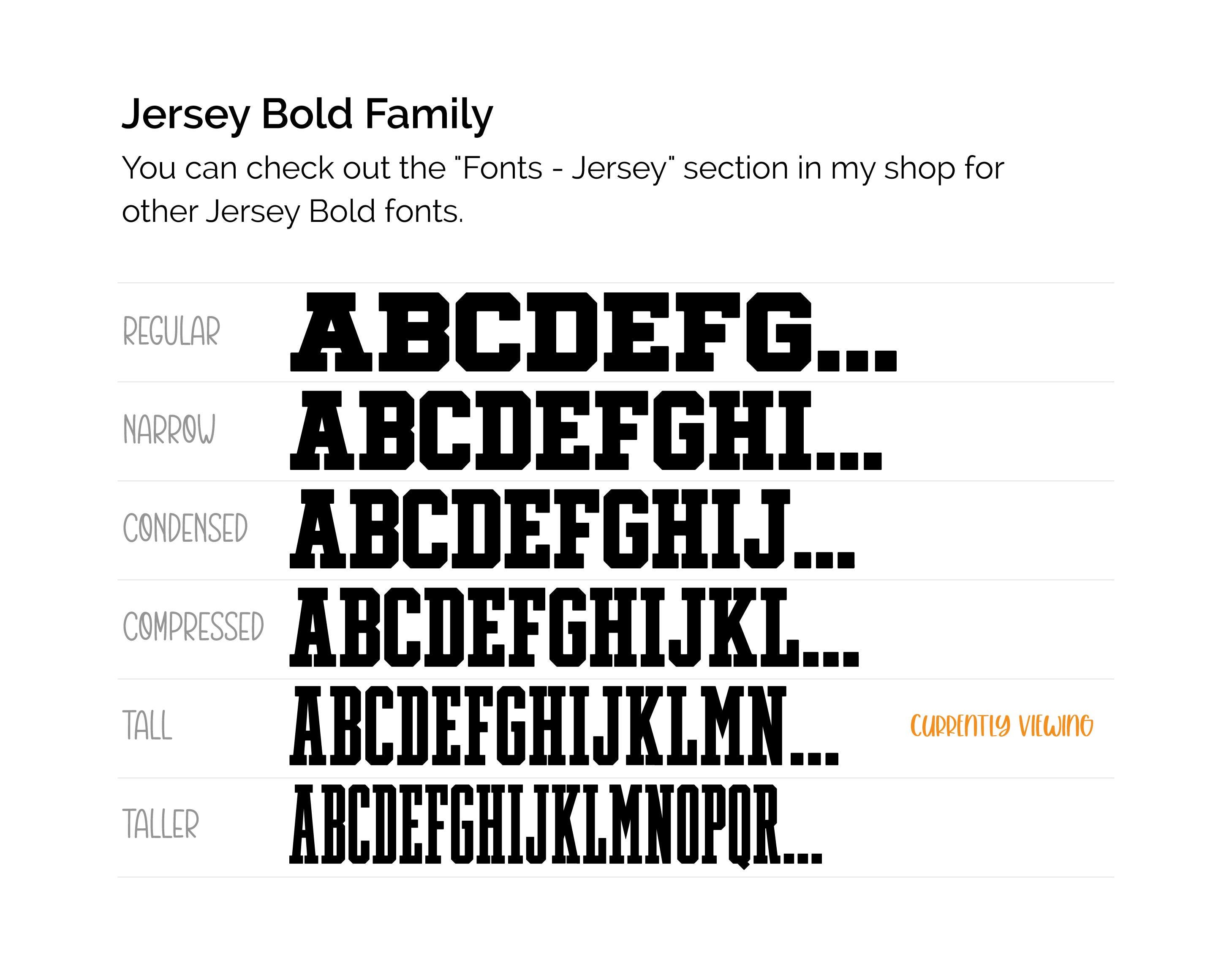 Jersey Tall Bold Font SVG TTF Tall Sports Font, College Tall Font ...